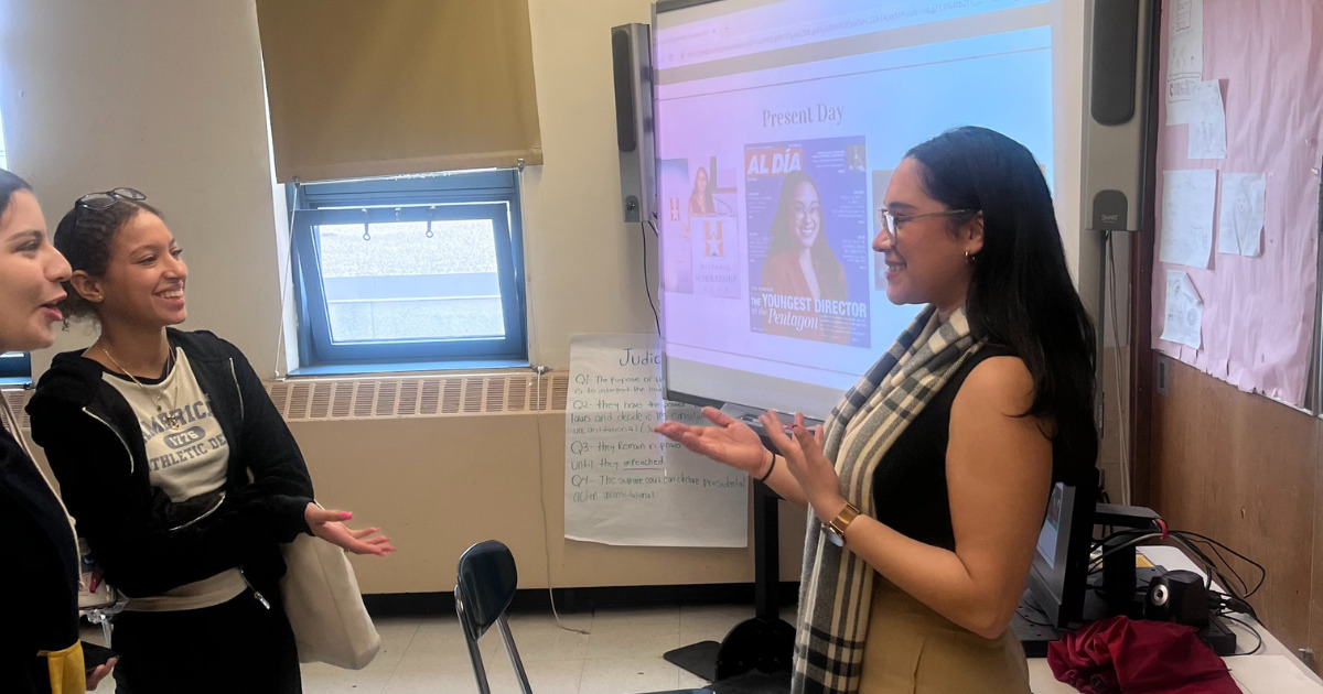 Bryson Gillette Director Elsa Alvarado Visits Cardozo High School